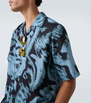 Commas Printed Cotton And Silk Twill Shirt