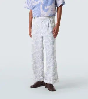 Commas Printed Cotton-blend Wide-leg Pants