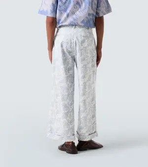 Commas Printed Cotton-blend Wide-leg Pants
