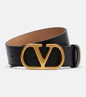 Valentino Garavani Vlogo 40 Reversible Leather Belt - Black