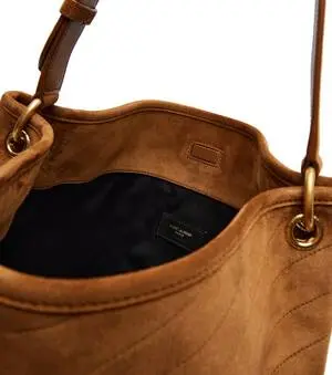 Saint Laurent Niki Cassandre Suede Bucket Bag - Brown