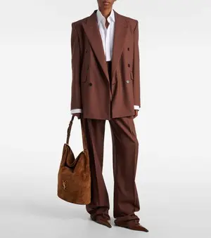 Saint Laurent Niki Cassandre Suede Bucket Bag - Brown