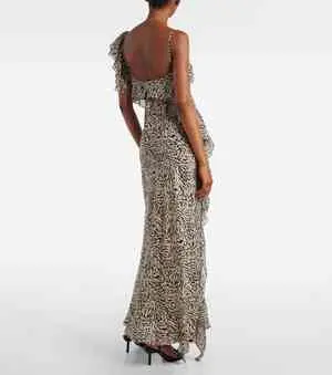 Rixo Ester Silk Crepe De Chine Maxi Dress - Grey