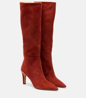 Gabriela Hearst Aura Knee-High Suede Boots Red