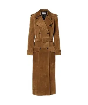 Saint Laurent Suede Trench Coat - Brown
