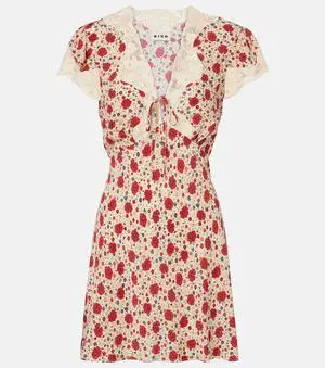 Rixo Lacie Lace-trimmed Floral Minidress - Multicoloured