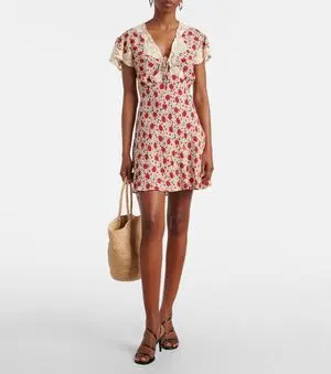 Rixo Lacie Lace-trimmed Floral Minidress - Multicoloured