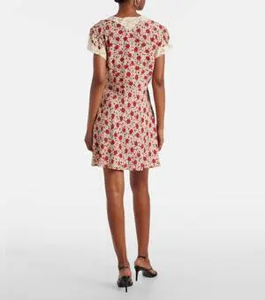 Rixo Lacie Lace-trimmed Floral Minidress - Multicoloured