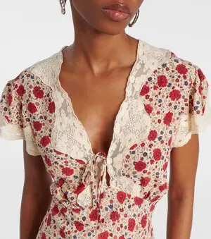 Rixo Lacie Lace-trimmed Floral Minidress - Multicoloured