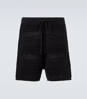 Commas Cotton-blend Crochet Bermuda Shorts - Black