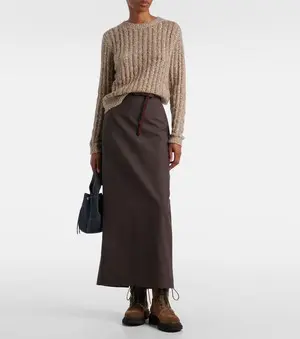 Brunello Cucinelli Monili Shearling-lined Suede Combat Boots - Brown