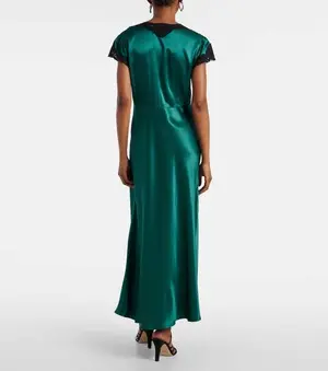 Rixo Amari Satin Midi Dress - Green