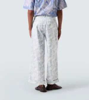 Commas Printed Cotton-blend Wide-leg Pants