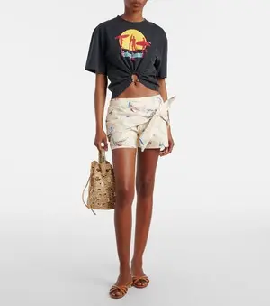Rabanne Layered Printed Cotton Shorts