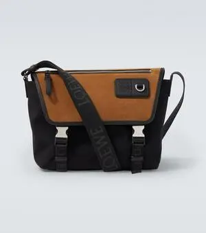 Loewe Medium Canvas And Suede Messenger Bag - Black