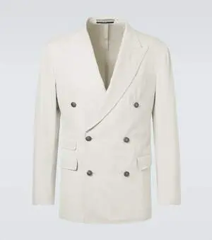 Dunhill Double-breasted Cotton-cashmere Blazer - Grey