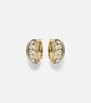 STONE AND STRAND Dainty Boulevard 14kt Diamond Huggie Earrings - Gold