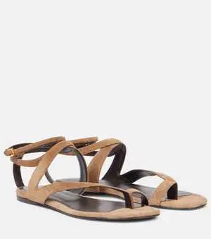 Khaite Aimee Suede Sandals - Brown