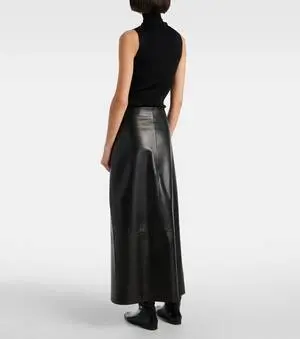 Khaite Quinn Leather Wrap Skirt
