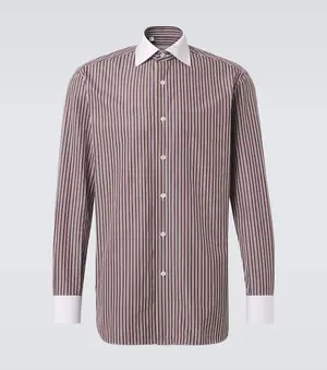 Brioni Striped Cotton Shirt - Brown