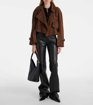Nour Hammour Hatti Belted Cropped Suede Trench Coat