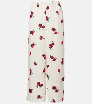 Khaite Mindy Printed Twill Wide-Leg Pants Multicoloured