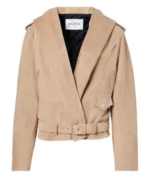 Alaïa Suede Biker Jacket - Beige