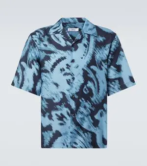 Commas Printed Cotton And Silk Twill Shirt - Blue