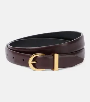 Khaite Luna Leather Belt - Burgundy