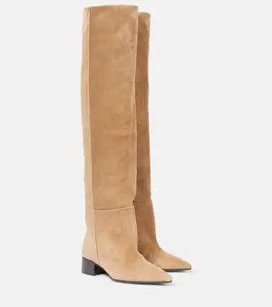 Khaite Andee 40 Suede Over-the-knee Boots - Beige