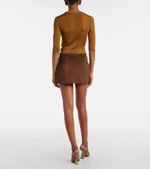Nour Hammour Avery Suede Miniskirt - Brown