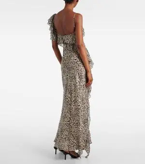 Rixo Ester Silk Maxi Dress - Grey