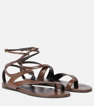 Khaite Aimee Leather Sandals - Brown