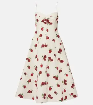 Khaite Isabella Printed Silk And Cotton Midi Dress - White