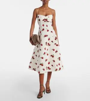 Khaite Isabella Printed Silk And Cotton Midi Dress - White
