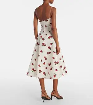 Khaite Isabella Printed Silk And Cotton Midi Dress - White