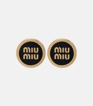 Miu Miu Logo Stud Earrings - Black