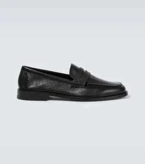 Manolo Blahnik Perry Leather Penny Loafers - Black