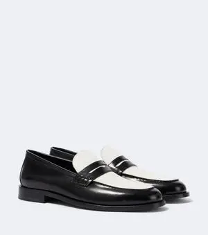 Manolo Blahnik Perry Leather Penny Loafers - Black