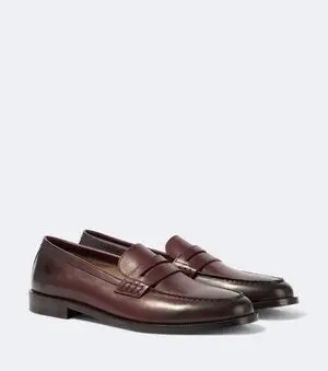 Manolo Blahnik Perry Leather Penny Loafers - Brown