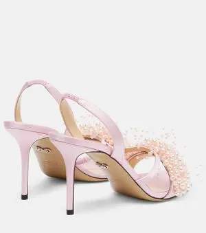 Mach & Mach Floating Pearl 85 Satin Sandals - Pink