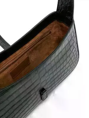 Saint Laurent 5a7 Crocodile-effect Shoulder Bag - Black