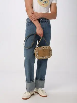 Valentino Garavani Studded Suede Shoulder Bag - Beige
