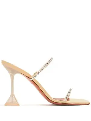 Amina Muaddi Gilda 95mm Crystal-embellished Mules - Yellow