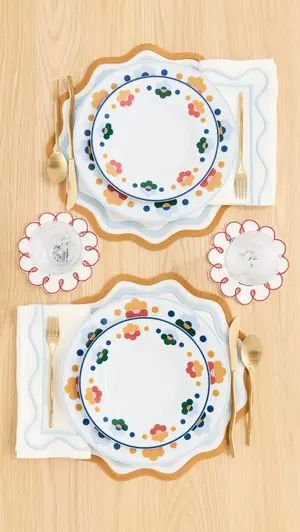 MISETTE Set Of 4 Embroidered Linen Napkins - Blue