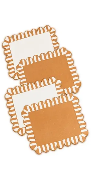 MISETTE Scalloped Stripe Placemats Set Of 4 - Amber