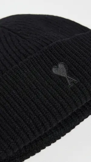 Ami Felted Beanie - Noir/noir