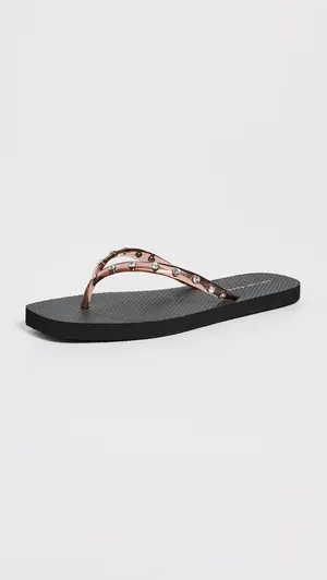 LOEFFLER RANDALL Taryn Crystal Jelly Flip Flops - Brown/black