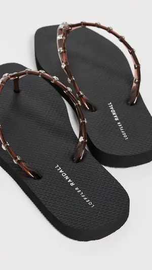 LOEFFLER RANDALL Taryn Crystal Jelly Flip Flops - Brown/black