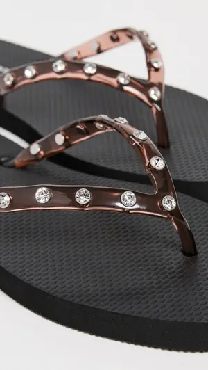 LOEFFLER RANDALL Taryn Crystal Jelly Flip Flops - Brown/black